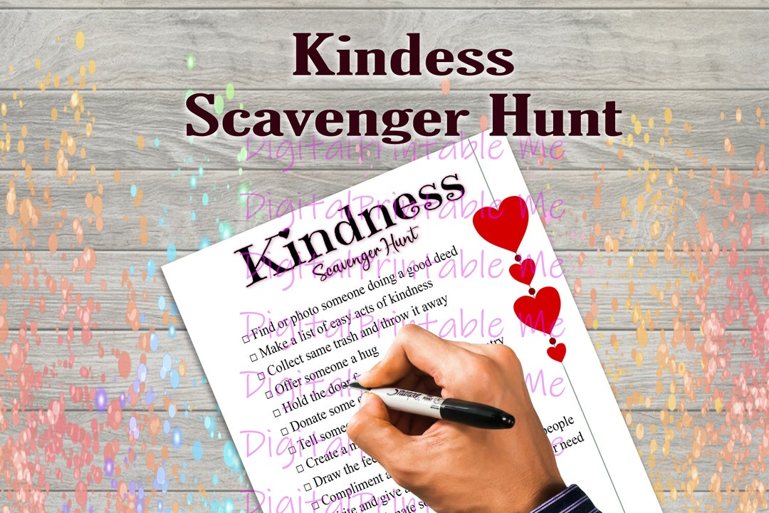 Kindness Scavenger Hunt Printable, Kids Activity, Game, Thankful ...