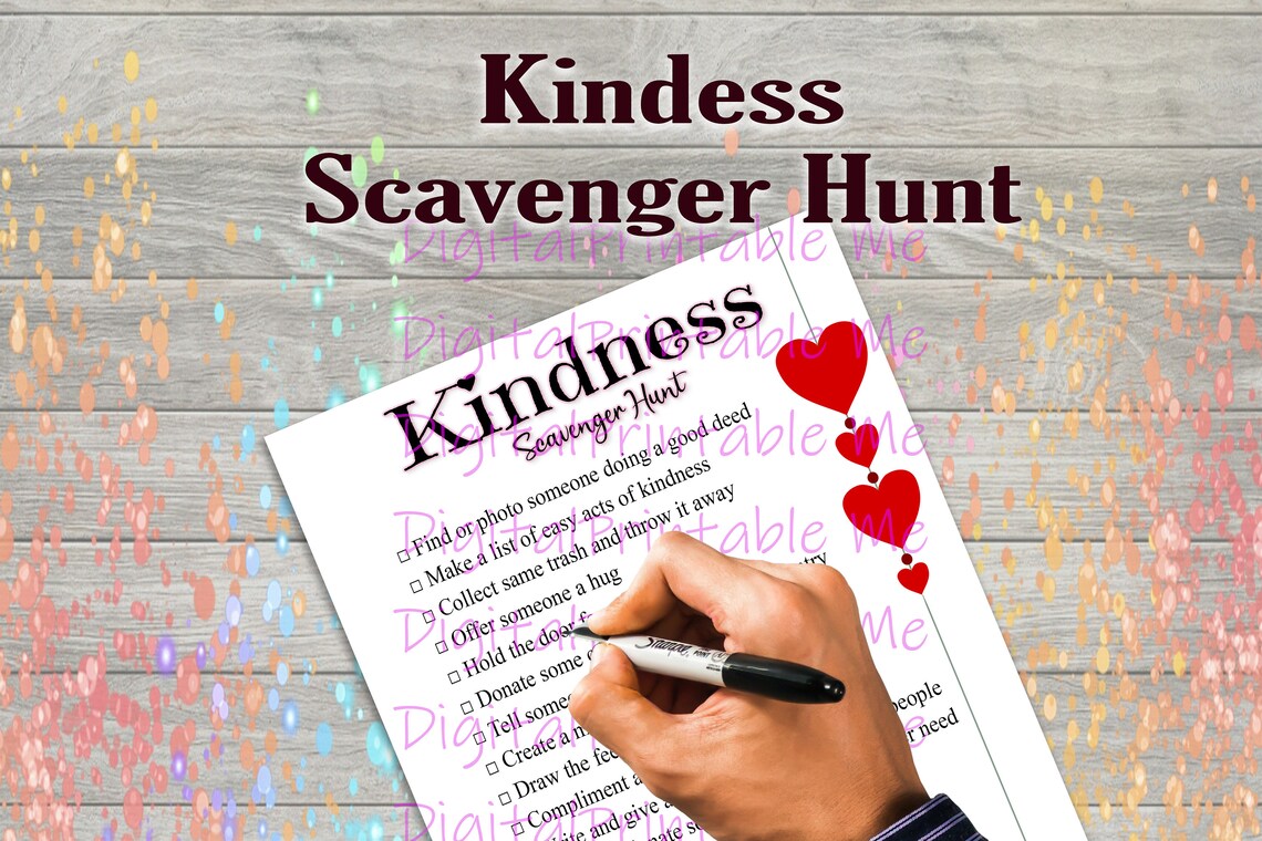 Kindness Scavenger Hunt Printable, Kids Activity, Game, Thankful ...