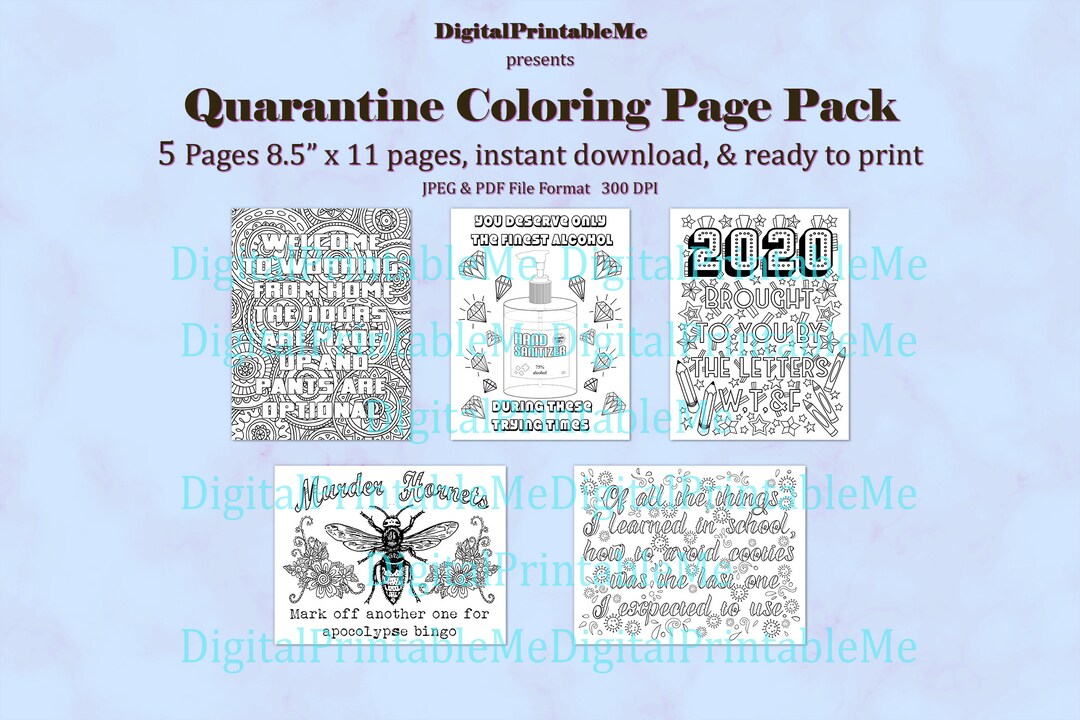 Quarantine Coloring Page Pack A 5 Pages Social Distancing - Etsy
