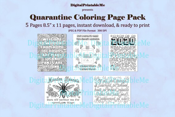 Quarantine Coloring Page Pack A 5 Pages Social Distancing | Etsy