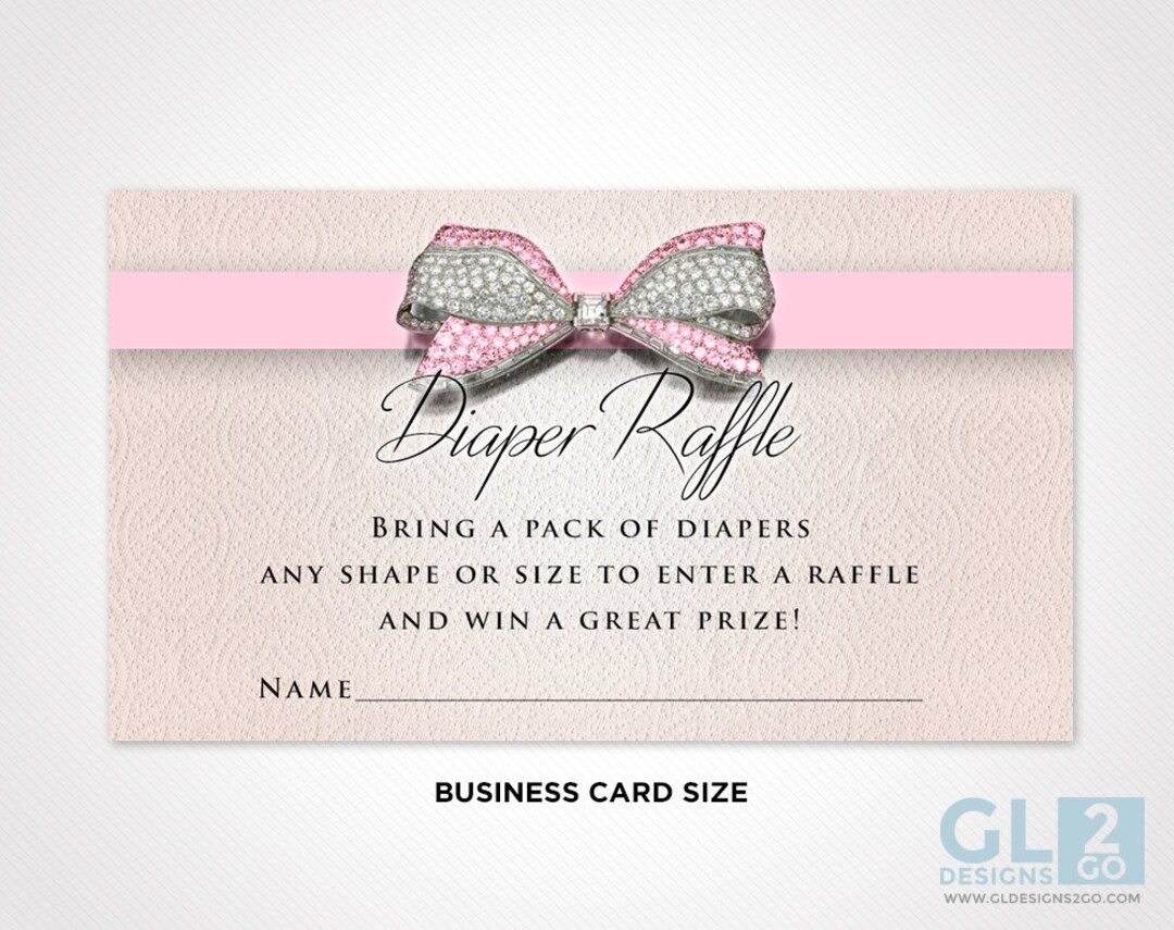 Diaper Raffle Invitation Insert for Girl Baby Shower W/ Pink Bow ...