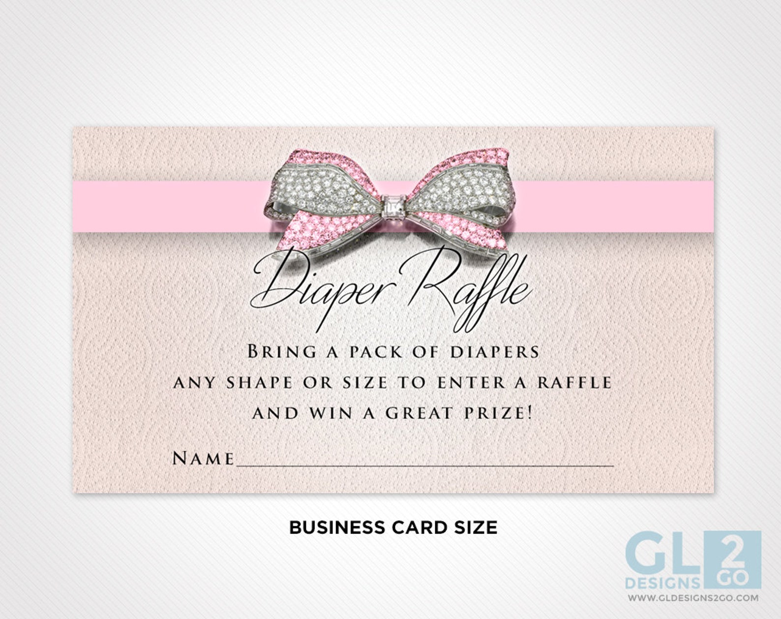Diaper Raffle Invitation Insert for Girl Baby Shower W/ Pink Bow ...