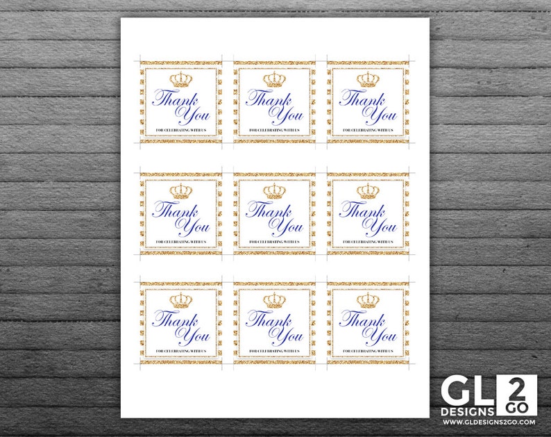 Printable Royal Prince Party Favor Tags. Prince Thank You Tags, Favor ...