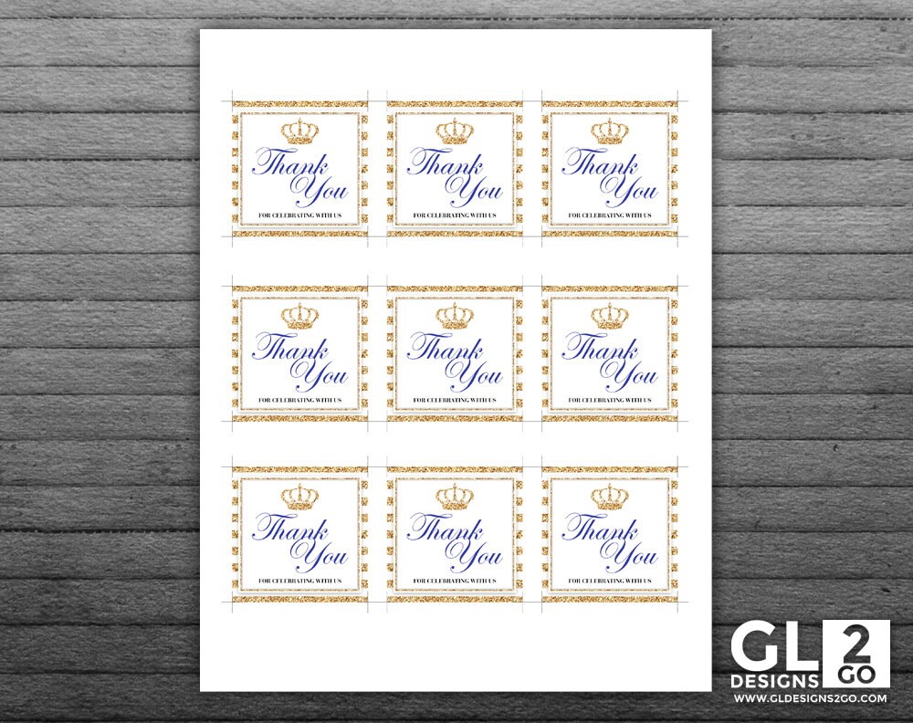 Printable Royal Prince Party Favor Tags. Prince Thank You Tags, Favor ...