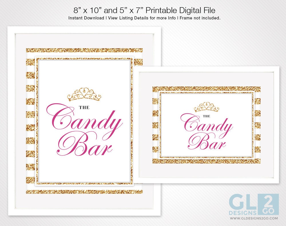 Princess Candy Bar Sign W/ Tiara Crown. 8x10 5x7 Printable - Etsy