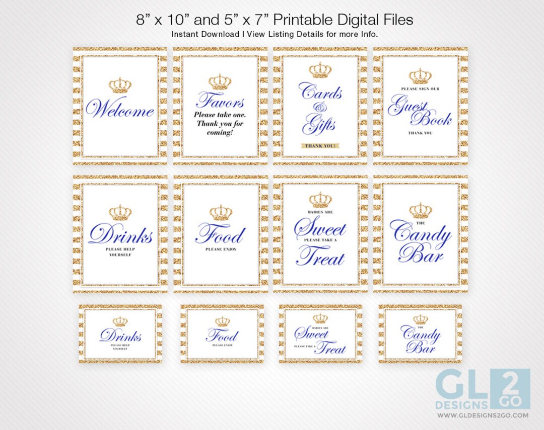 Prince Party Decorations. Printable Royal Prince Signs for Baby Shower ...
