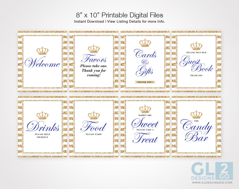 Prince Party Decorations. Printable Royal Prince Signs for Baby Shower ...
