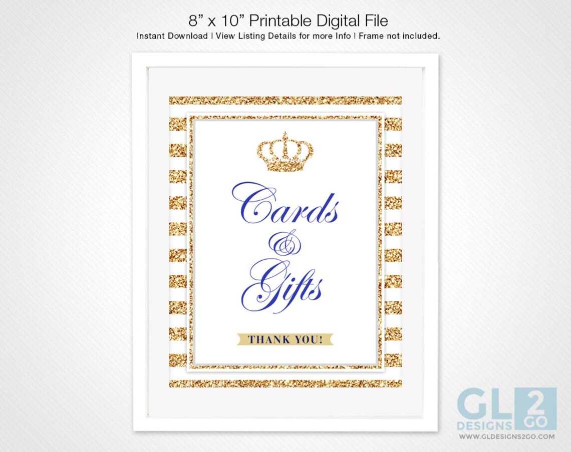 Prince Gifts Sign. Prince Baby Shower Gift Table Sign W/ - Etsy