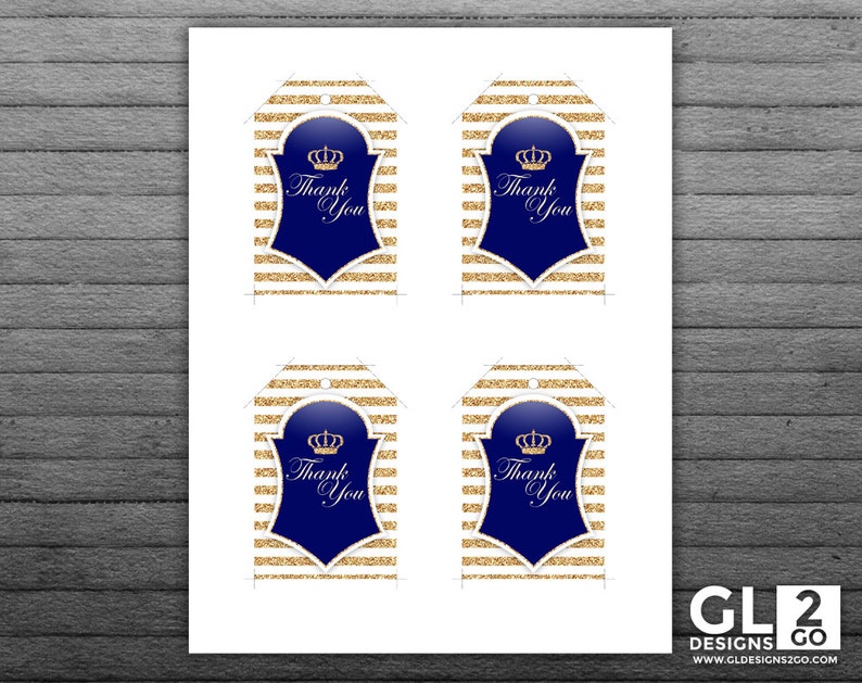 Printable Royal Prince Party Favor Tags. Prince Thank You Tags, Favor ...