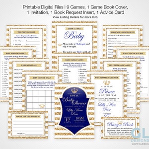 Celebrity Baby Names Boy Baby Shower Game. Printable White, Gold & Blue ...