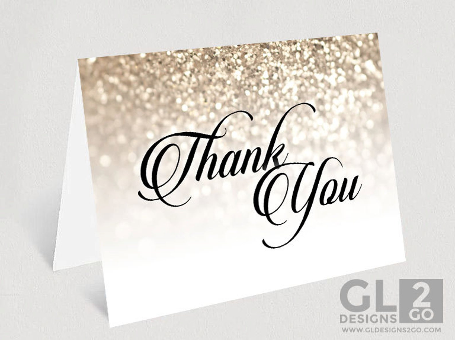 Champagne Thank You Card. Printable Champagne Sparkle Glitter Bridal ...