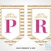 Princess Pennant Banner W/ Tiara. White, Gold & Pink Girl Baby Shower ...