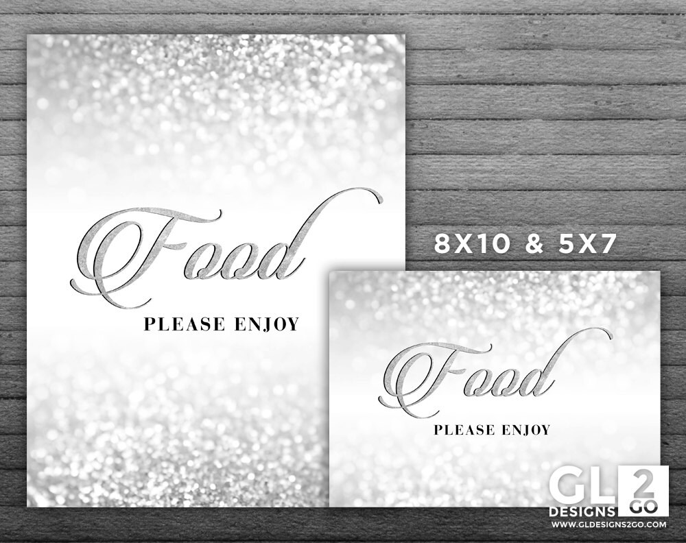 Silver Food Table Sign. 8x10 & 5x7 Printable Glitter Sparkle | Etsy