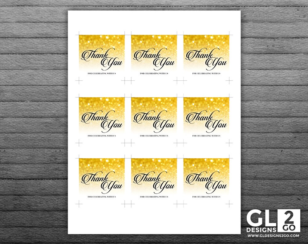 Gold Thank You Tags / Favor Tags. Printable 2.25x2.25 2.5x3.75 Gold ...