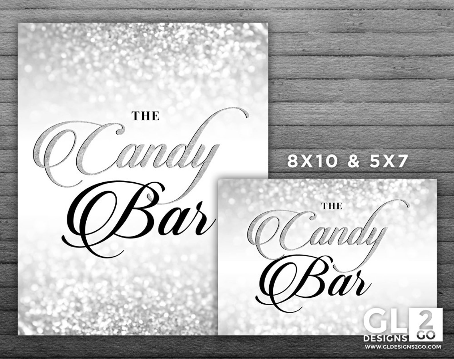 Silver Candy Bar Sign. 8x10 & 5x7 Printable Glitter Sparkle - Etsy