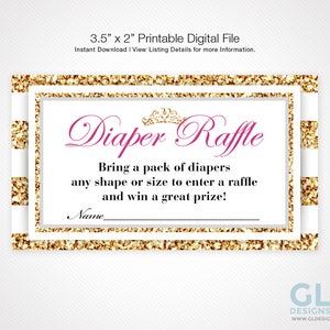 Princess Baby Shower Diaper Raffle Invitation Insert. Instant - Etsy