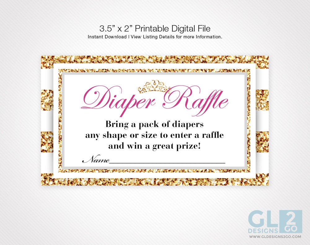 Princess Baby Shower Diaper Raffle Invitation Insert. Instant - Etsy