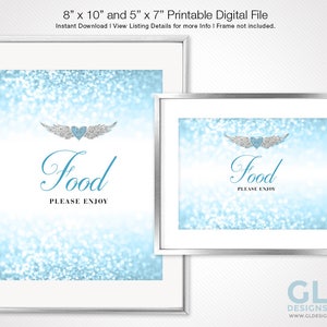 Blue Food Table Sign W/ Heart Halo Wings for Boy Baby Shower / Birthday ...