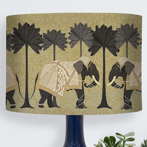 Elephant Lampshade in Gold, Tropical Animal Lampshade Gold and Black ...