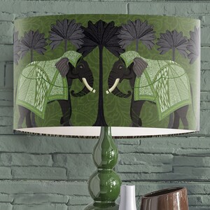 Green Elephant Lampshade With Palm Trees Handmade Safari Inspired Decor ...