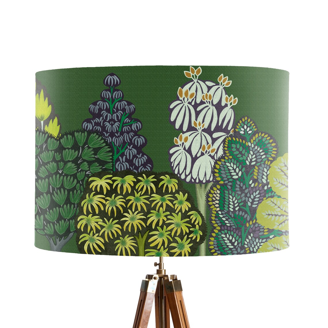 Serene Forest Greens Retro Lampshade With Mid Century Style - Etsy