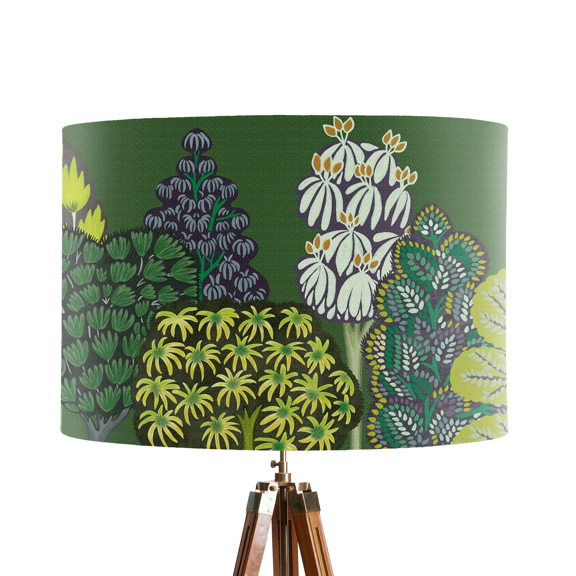 Serene Forest Greens Retro Lampshade With Mid Century Style - Etsy