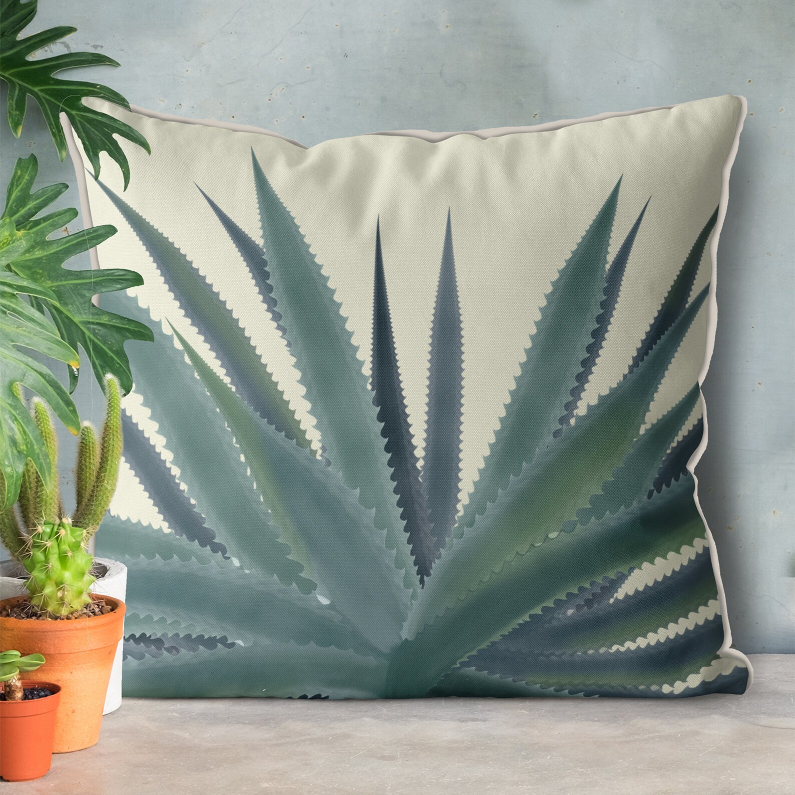 Botanical Pillow Cover, Botanical Cushion, Green Succulent Pillow ...