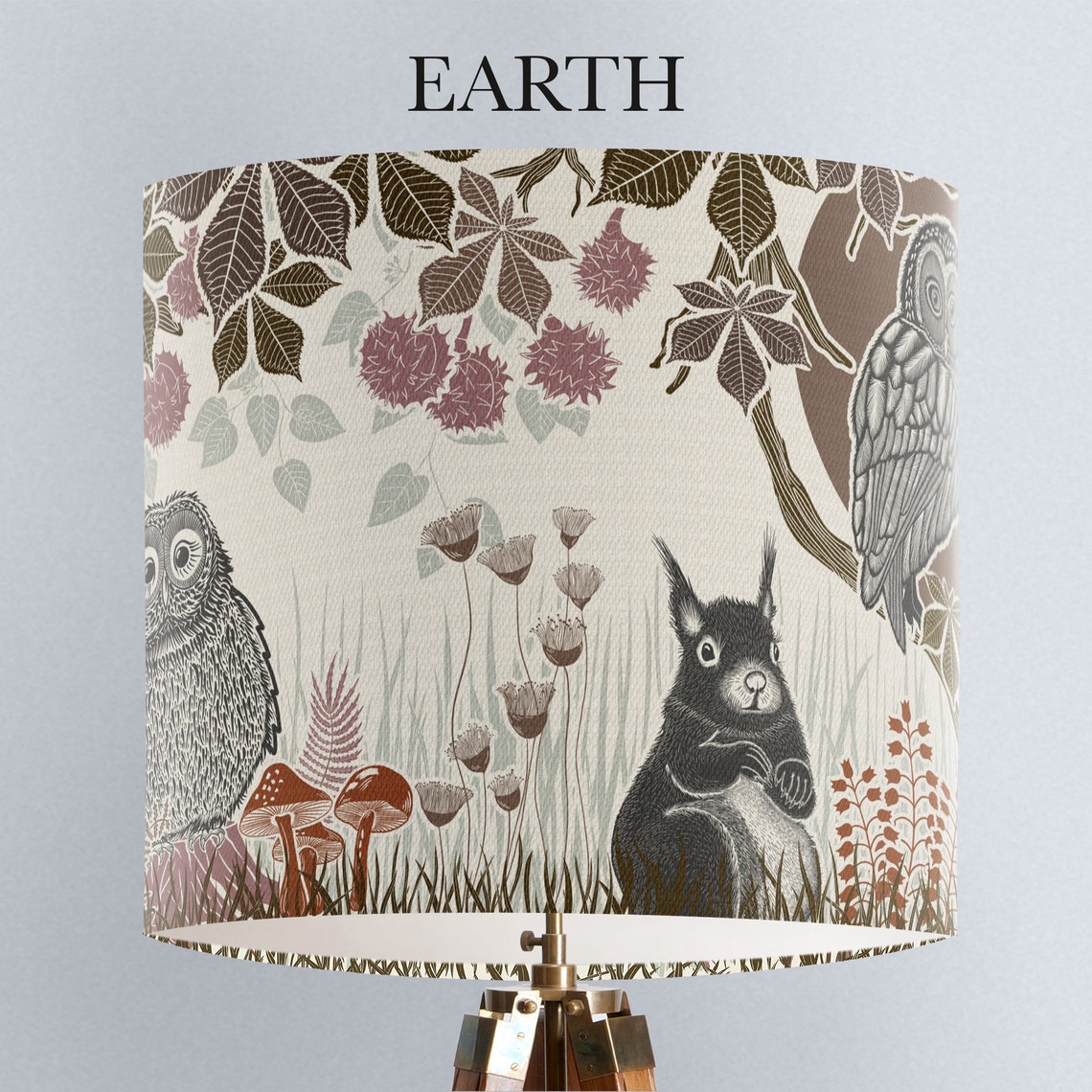 Country Lamp Shade Woodland Lamp Shade Owl Lampshade Cottage Decor ...