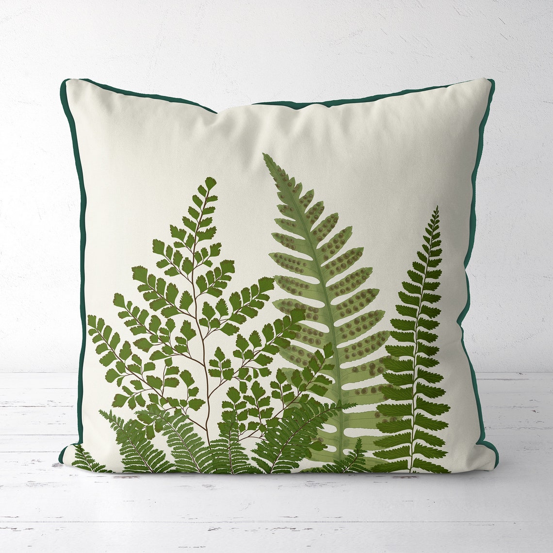 Fern Grove 2 Botanical Pillow Cover Green Fern cushion | Etsy