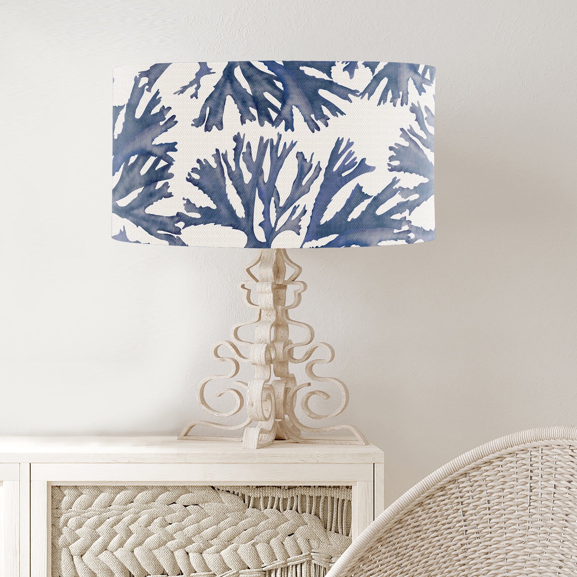 Coral 18 in Blue, Coastal Lamp Shade, Beach House Decor Idea, Coastal ...