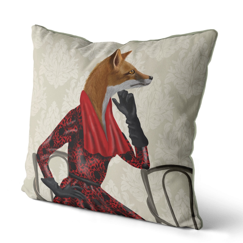 Fox Decor Fox Pillows Cover Fox Throw Pillow Fox Red Scarf - Etsy