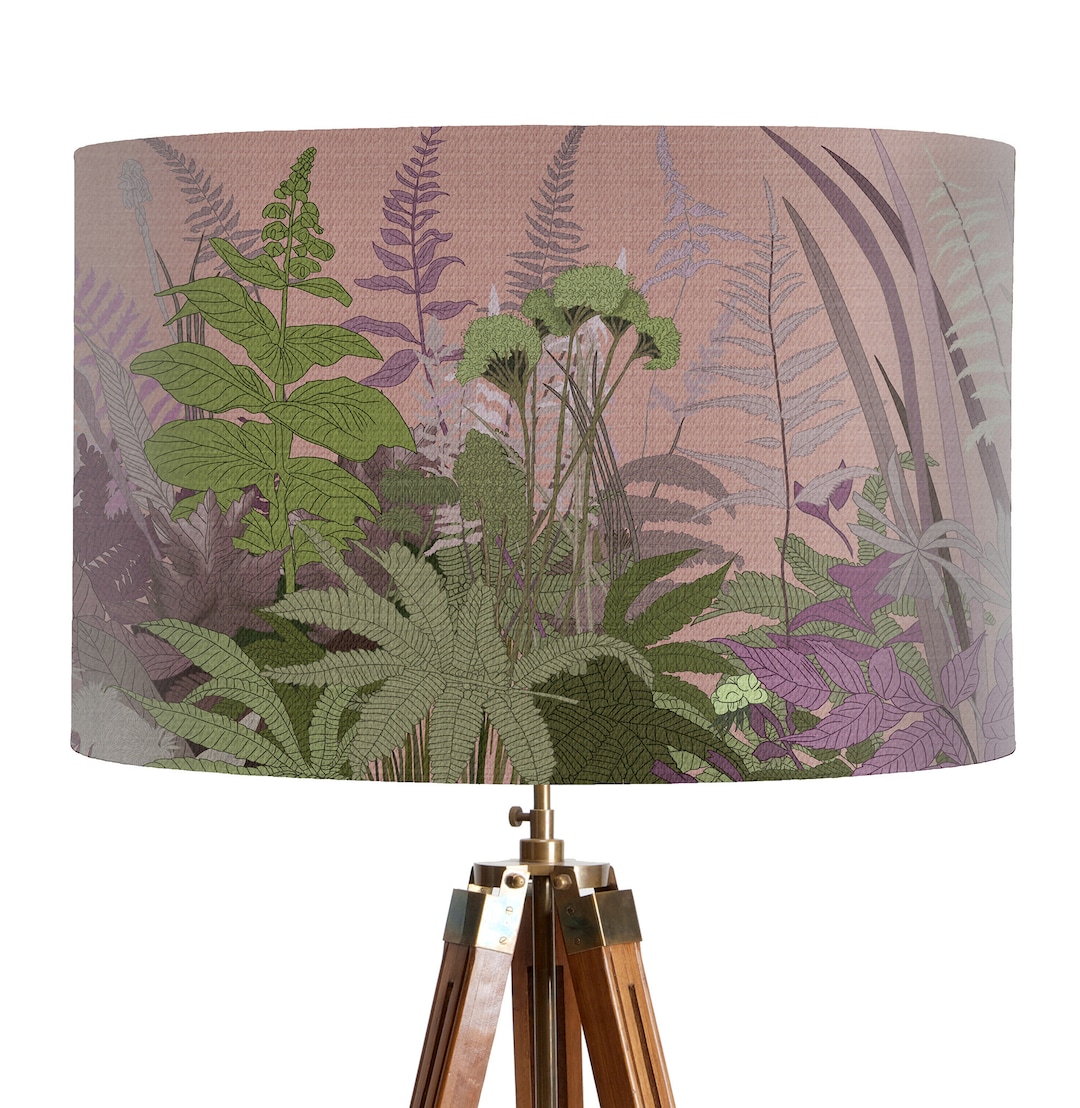 Botanical Lamp Shade in Blush Pink and Green, Various Sizes for Table ...