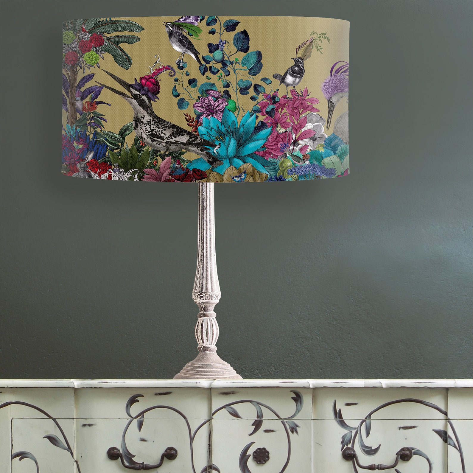 Glorious Plumes Bird Lampshade Gold Large Lamp Shade With | Etsy