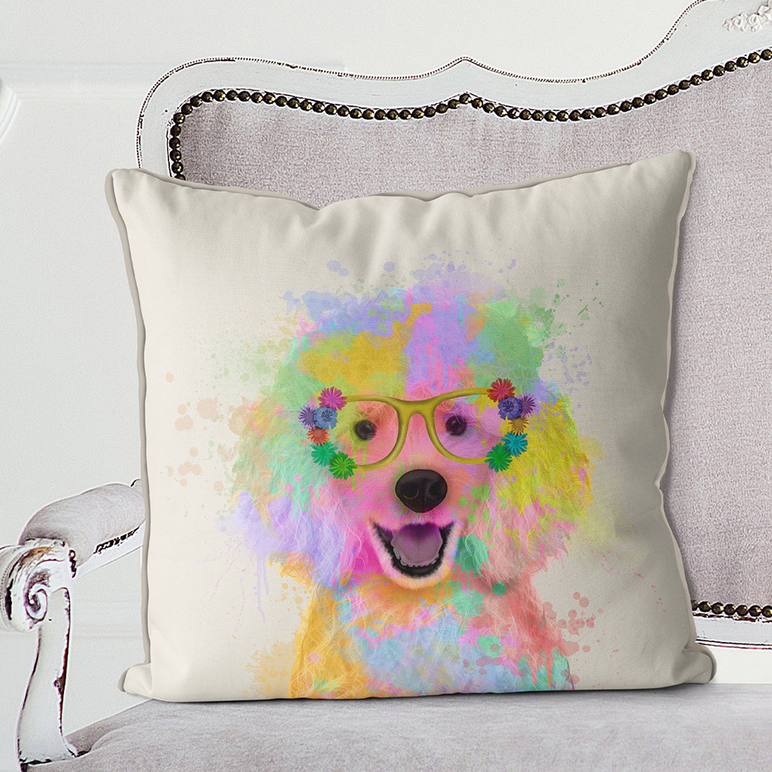 Poodle Gifts Miniature Poodle Pillow White Poodle Cushion | Etsy
