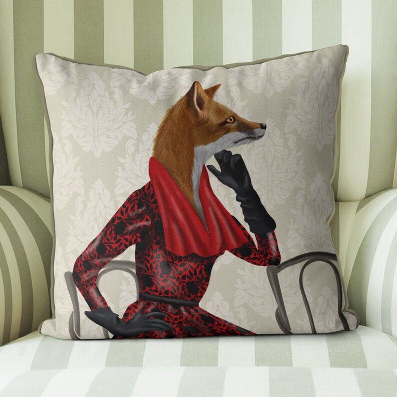 Fox Decor Fox Pillows Cover Fox Throw Pillow Fox Red Scarf - Etsy