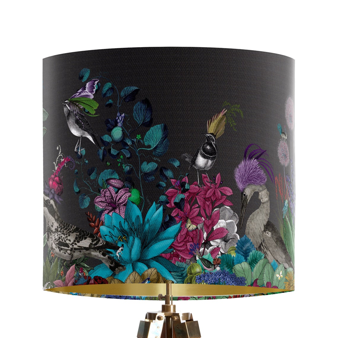 Glorious Plumes Bird Lampshade Charcoal Large Lamp Shade - Etsy