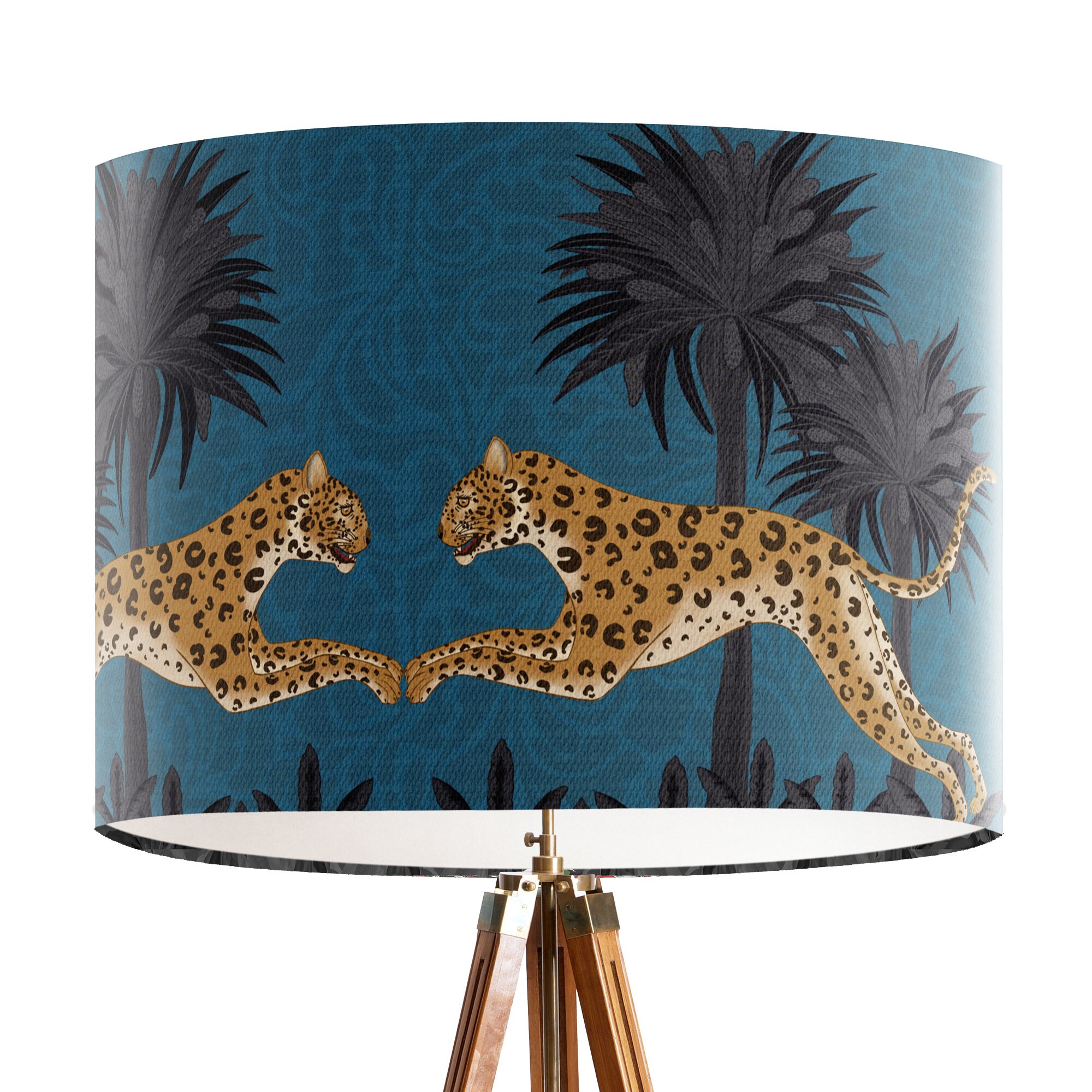 Leopard Lampshade Big Cat Table Lamp Animal Lampshade Palm Trees ...