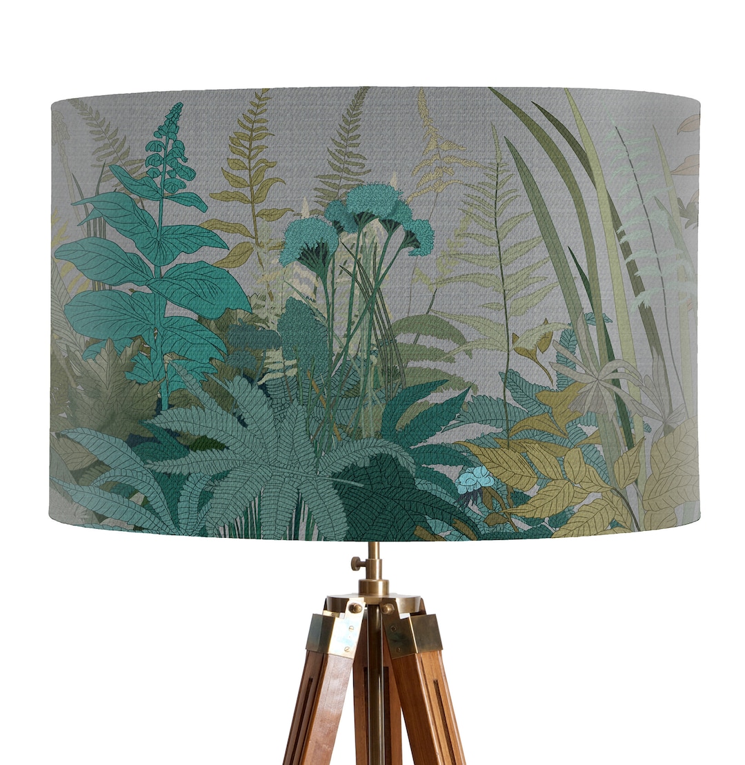 Botanical Lampshade: Blue & Green Floral Woodland Design - Etsy
