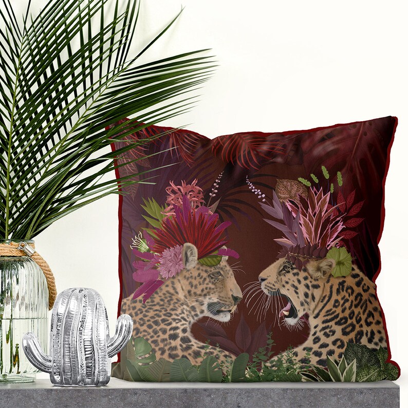 Leopard decor leopard cushion cover red jungle pillow tropical | Etsy