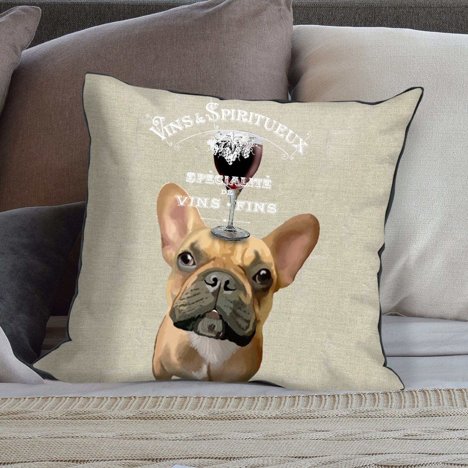 French Bulldog Gifts Frenchie Dog Pillow Unique Wine Gifts Dog - Etsy