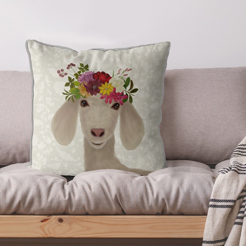 Goat Pillow Cover Bohemian Goat Cushion Farmhouse Decor | Etsy