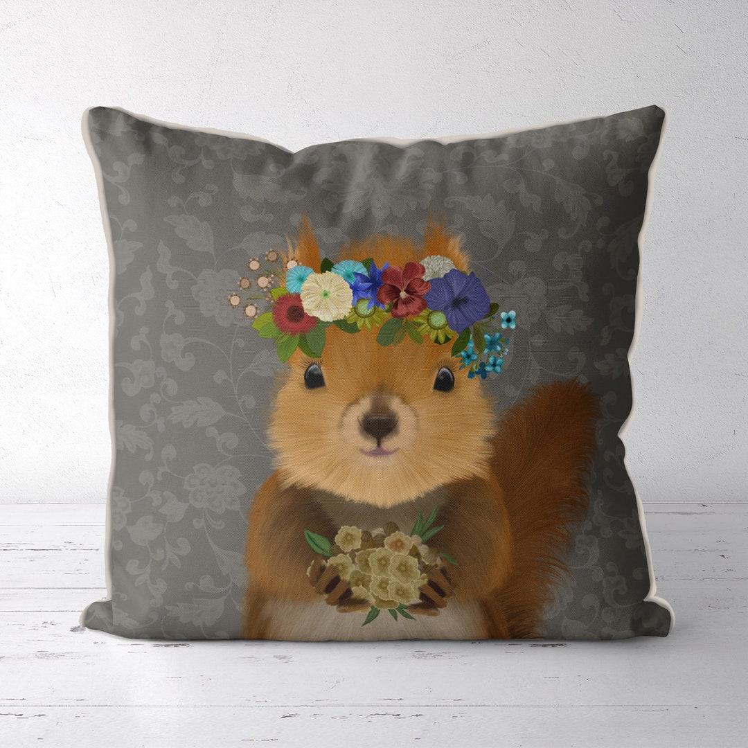 Squirrel Pillow Covers, Squirrel Cushion, Woodland Animal Pillow ...