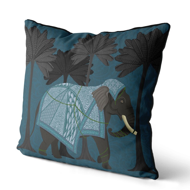 Elephant Cushion Cover Elephant Under Palm Trees Lagoon | Etsy