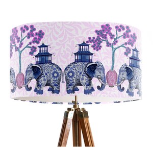 Pink and Blue Chinoiserie Elephant Lamp Shade - Chinese Style Lamp ...