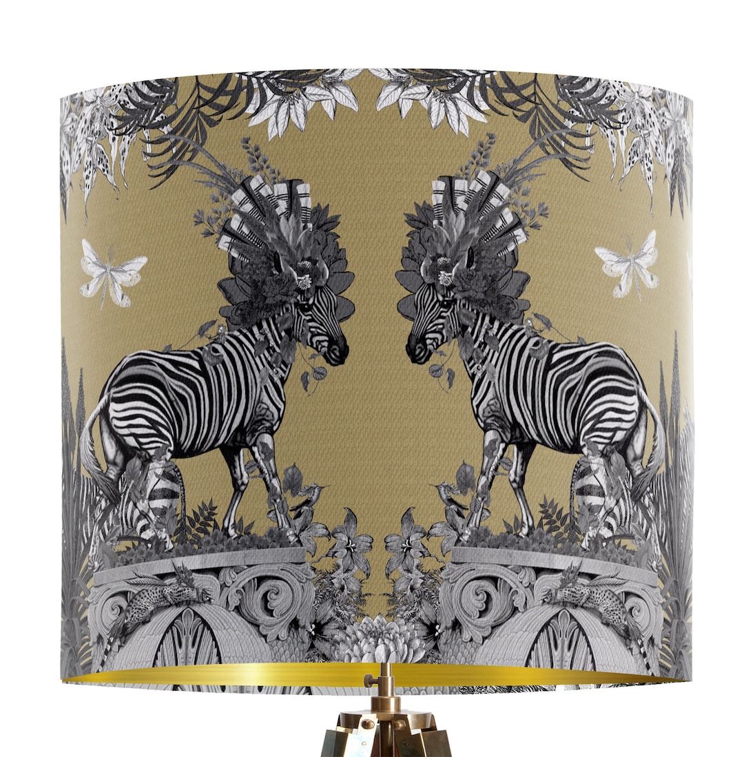 Gold Tropical Zebra Lamp Shade - Jungle Design Table or Pendant Lamp ...