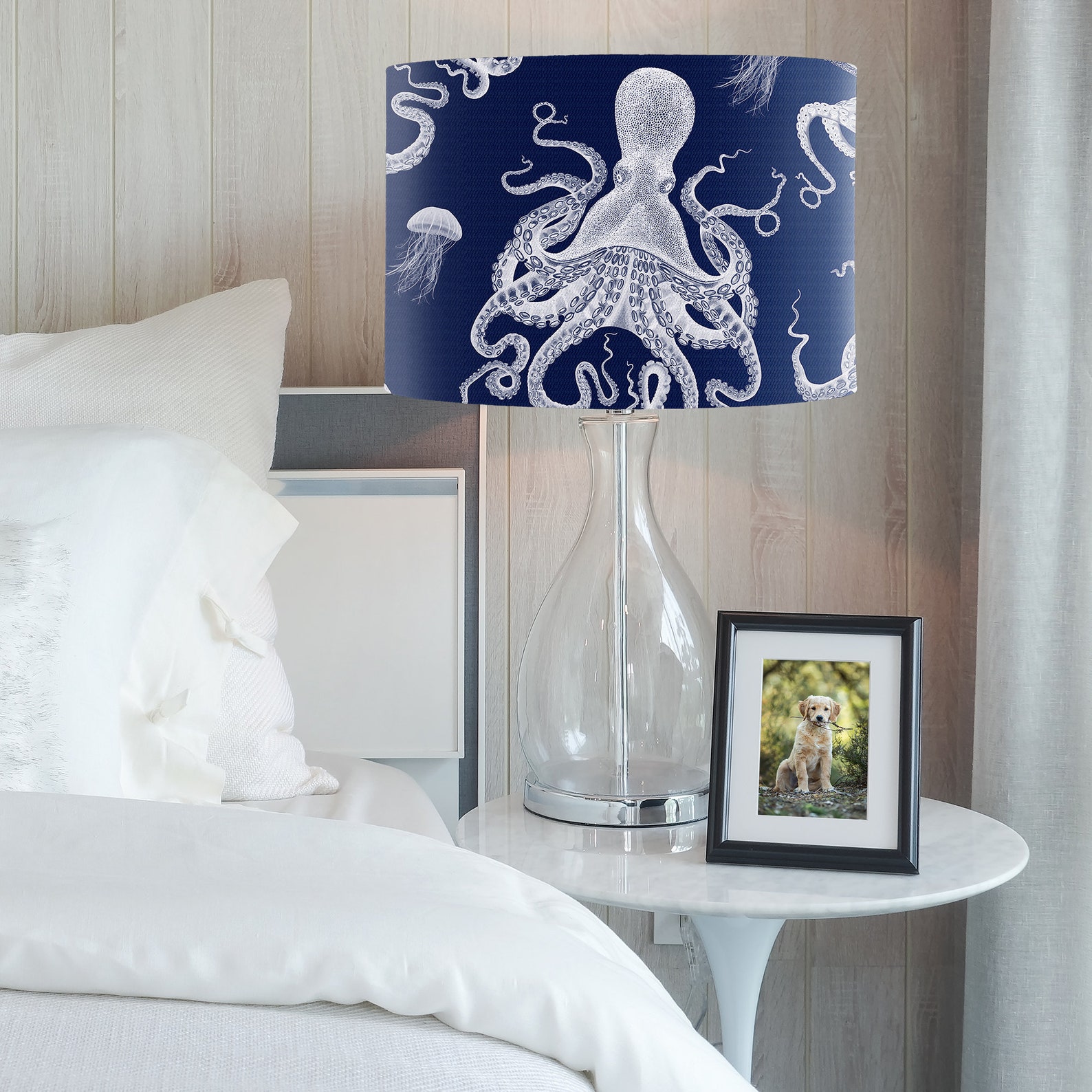 Octopus on Blue Octopus Lamp Shade Nautical Lampshade for | Etsy