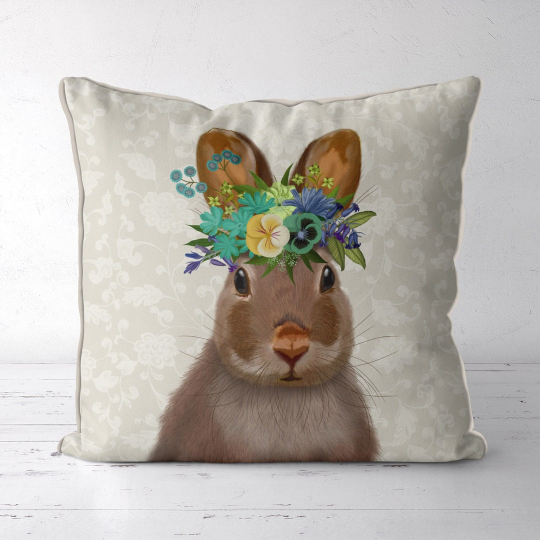Cute Rabbit Cushion Covers, Rabbit Nursery Decor, Woodland Pillow ...