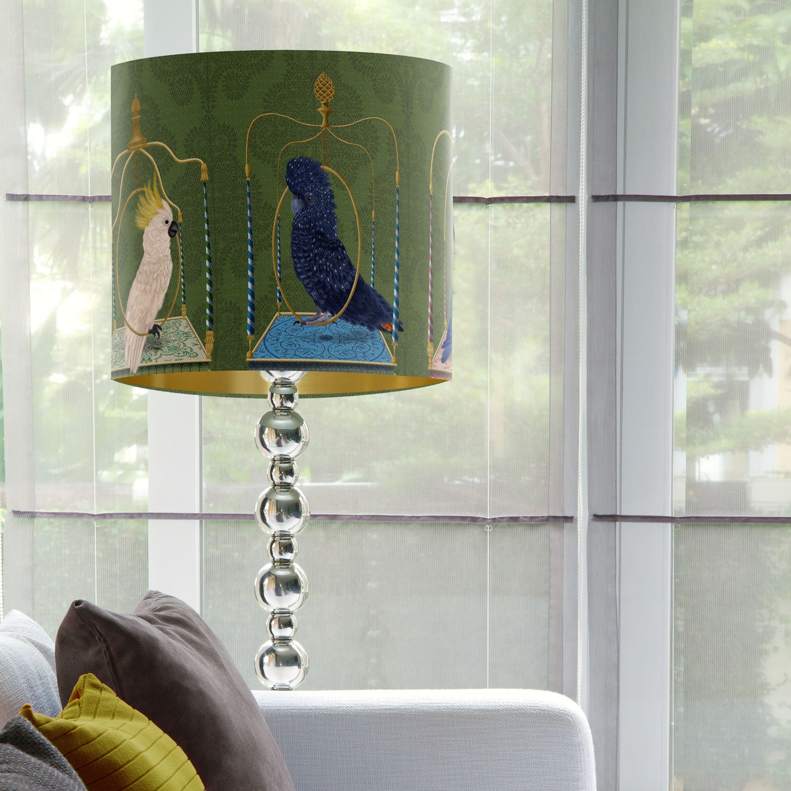 Parrot Swing Lamp Shade on Verdant Green Large Lamp Shade - Etsy