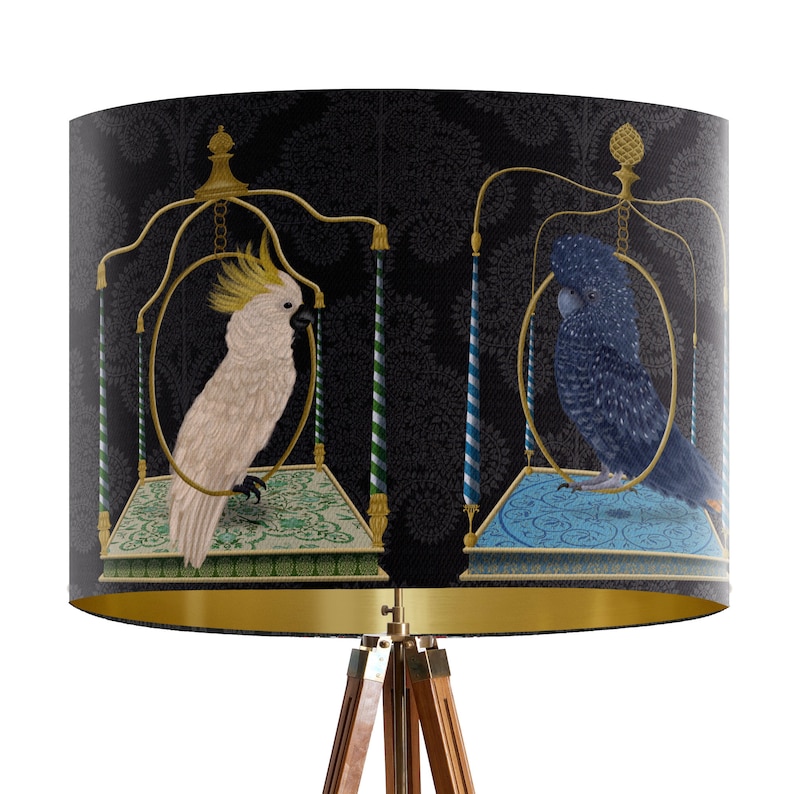 Parrot Swing Lamp Shade on Charcoal Large Lamp Shade With - Etsy