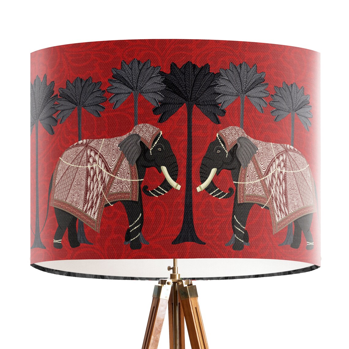 Elephant Lampshade in Red and Black Indian Elephant Lamp - Etsy